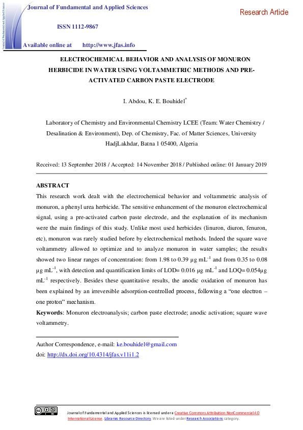 (PDF) Electrochemical Behavior and Analysis of Monuron Herbicide in ...