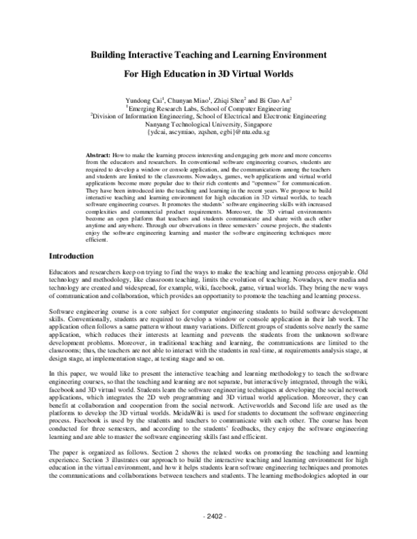 (PDF) Building Interactive Teaching and Learning Environment For High ...