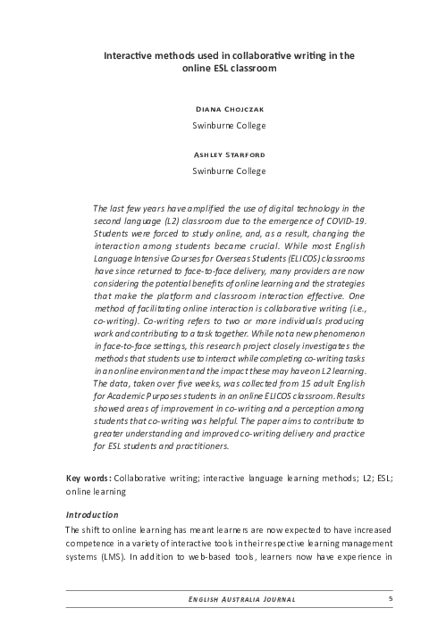 (PDF) Interactive methods used in collaborative writing in the online ...