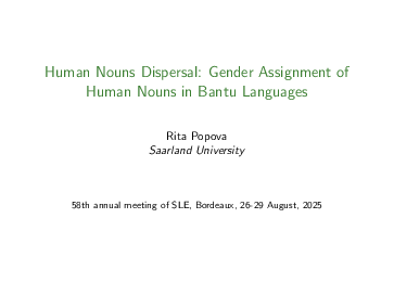 (PDF) Gender assignment of human nouns in Bantu