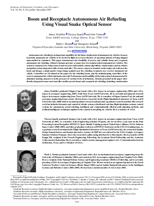 (PDF) Boom and Receptacle Autonomous Air Refueling Using Visual Snake ...
