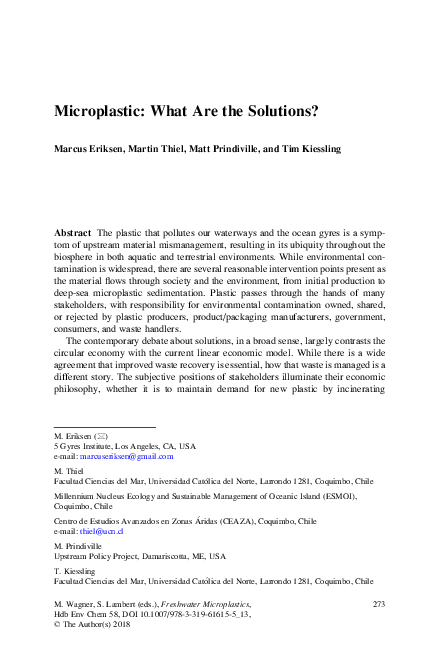 (PDF) Microplastic: What Are the Solutions?