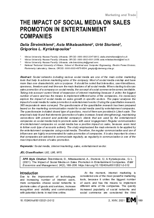 (PDF) The Impact of Social Media on Sales Promotion in Entertainment ...