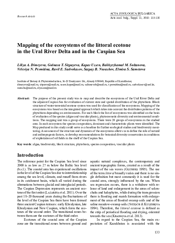 (PDF) Mapping of the ecosystems of the littoral ecotone in the Ural ...