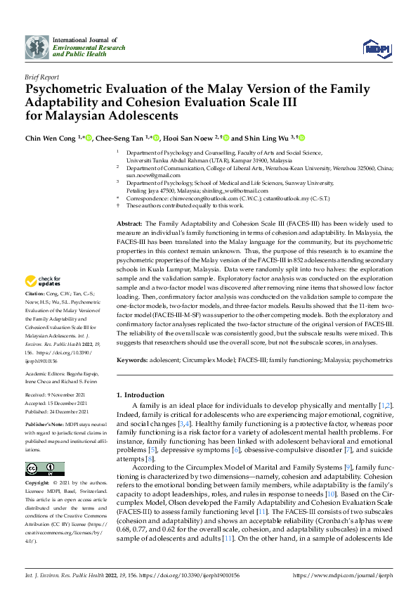 (PDF) Psychometric Evaluation of the Malay Version of the Family ...