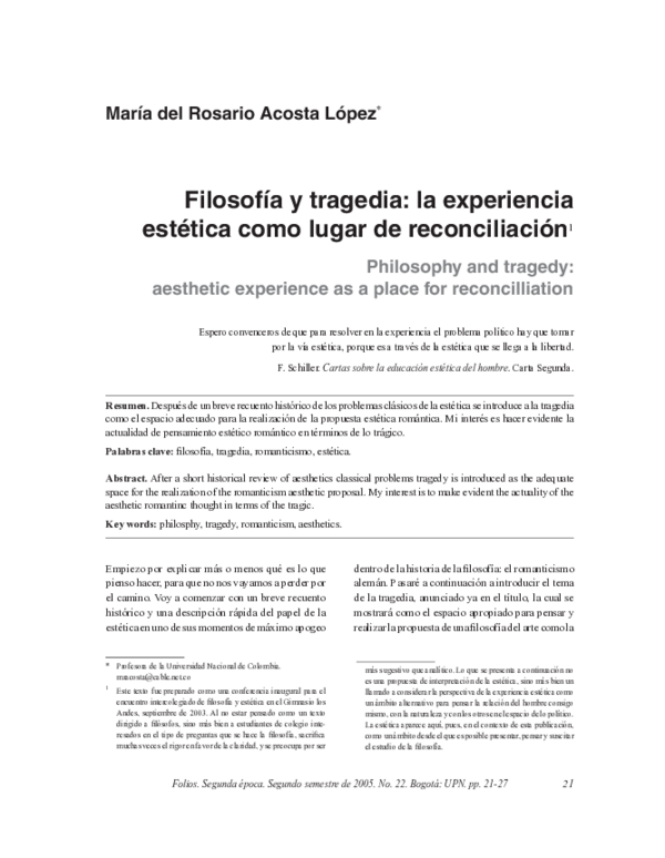 (PDF) Filosofía y tragedia: la experiencia estética como lugar de ...