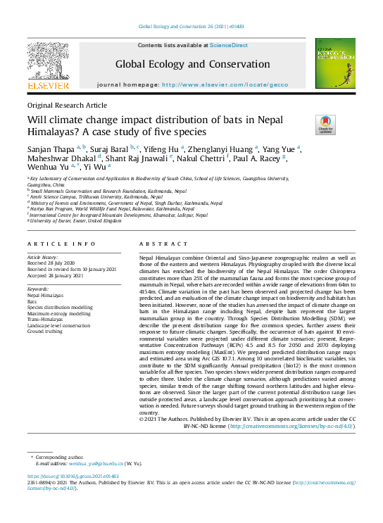 (PDF) Will climate change impact distribution of bats in Nepal ...