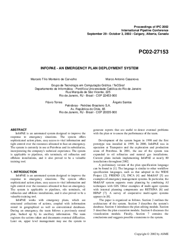 (PDF) InfoPAE: An Emergency Plan Deployment System
