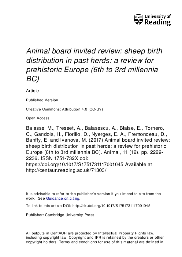 (PDF) Animal Board Invited Review: Sheep birth distribution in past ...