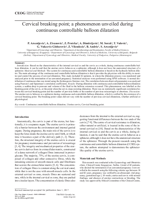 (PDF) Cervical breaking point; a phenomenon unveiled during continuous ...