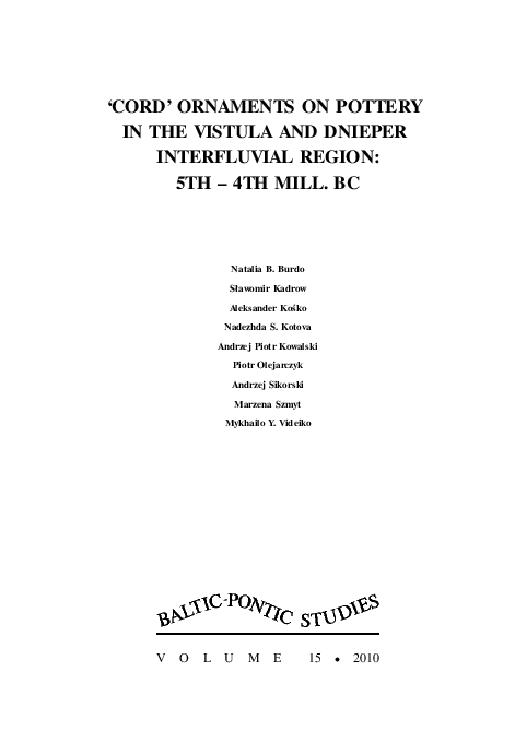 (PDF) The first “corded” ceramics ornamentation of the Eneolithic ...