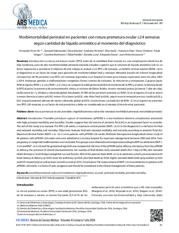 (PDF) Morbimortalidad perinatal en pacientes con rotura prematura ...