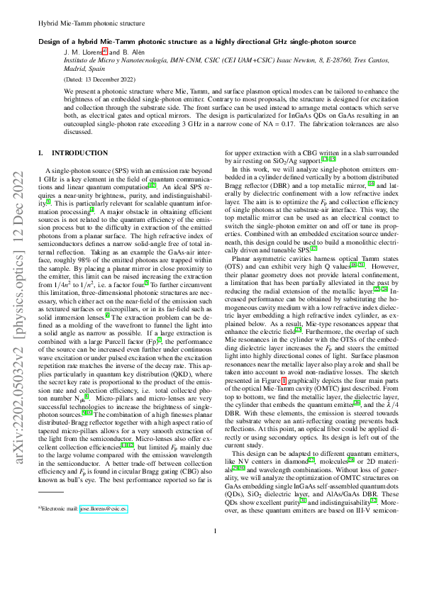 (PDF) Design of a hybrid Mie-Tamm photonic structure as a highly ...