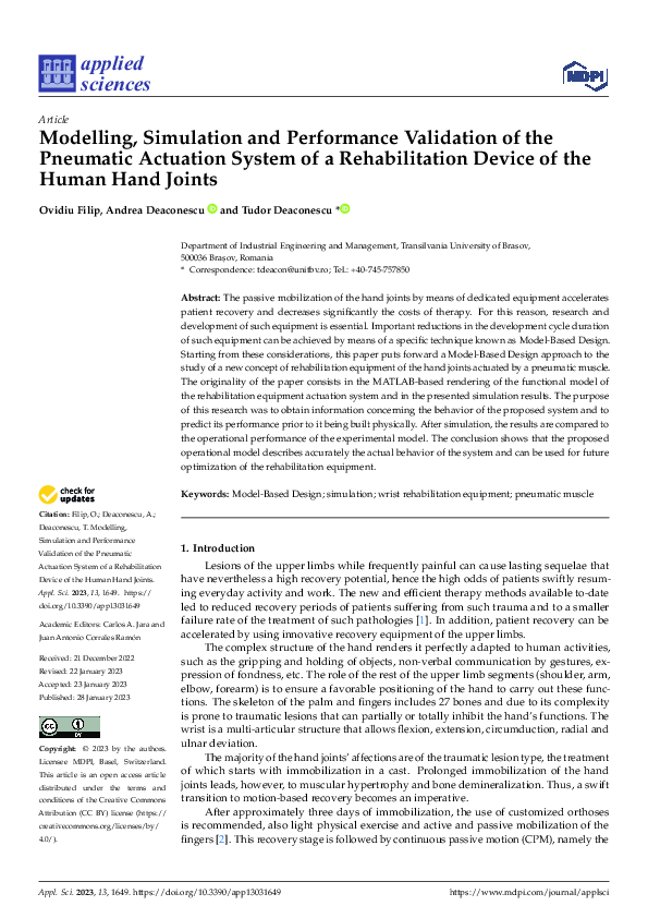 (PDF) Modelling, Simulation and Performance Validation of the Pneumatic ...
