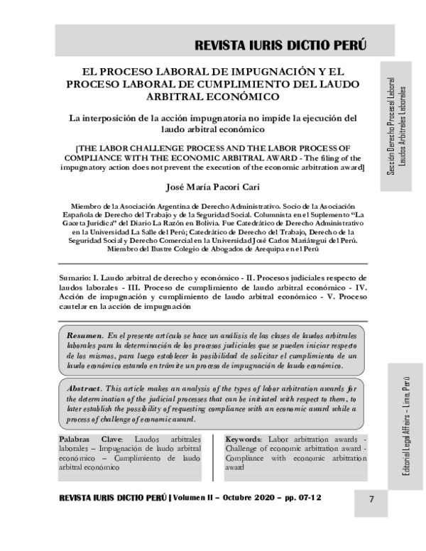 (PDF) EL PROCESO LABORAL DE IMPUGNACIÓN Y CUMPLIMIENTO DE LAUDO ...