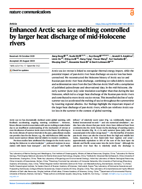 (PDF) Enhanced Arctic sea ice melting controlled by larger heat ...