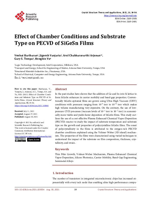 (PDF) Effect of Chamber Conditions and Substrate Type on PECVD of ...