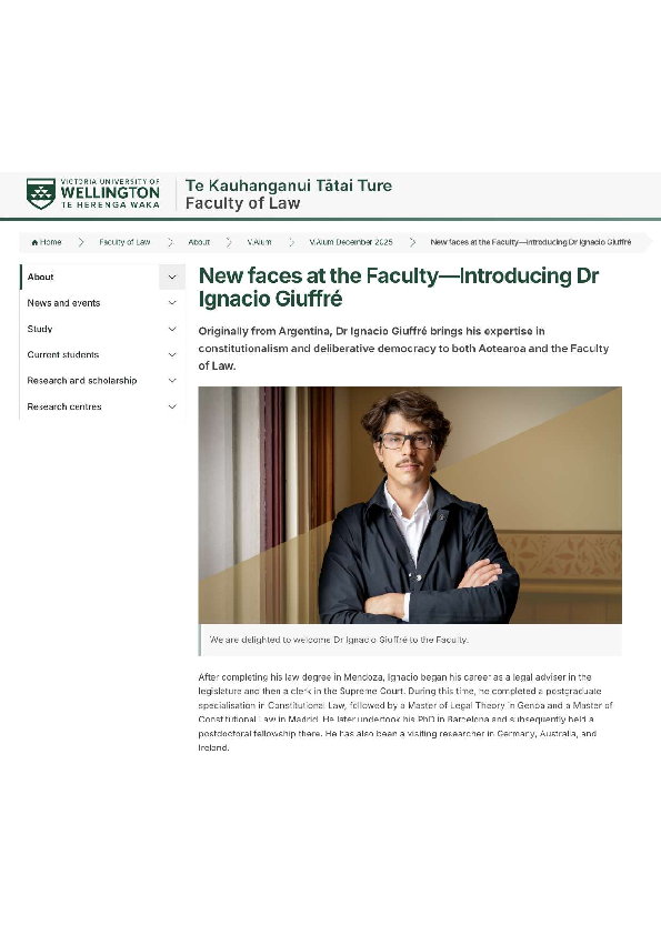 (PDF) New faces at the Faculty—Introducing Dr Ignacio Giuffré