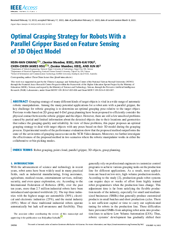 (PDF) Optimal Grasping Strategy for Robots With a Parallel Gripper ...
