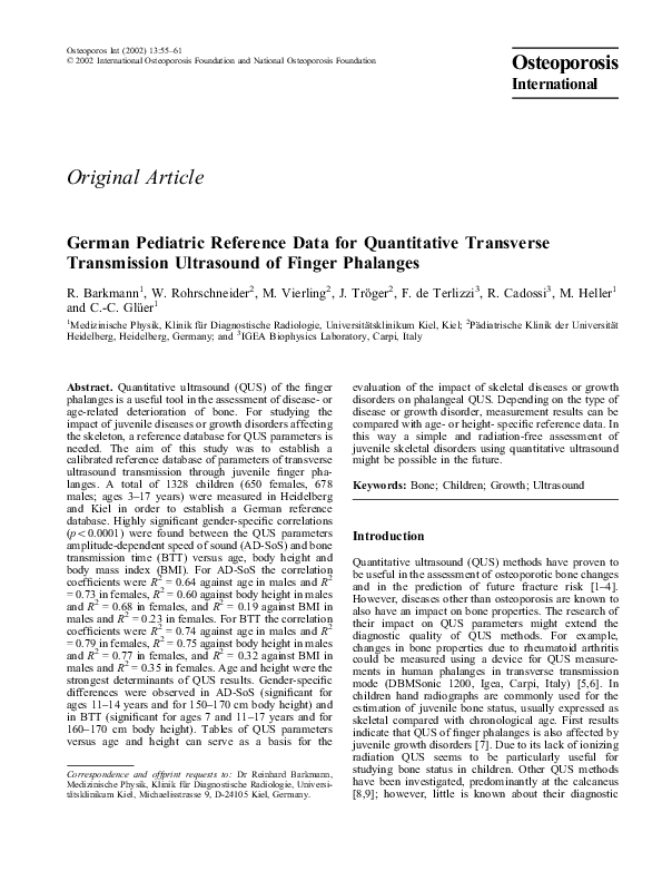 (PDF) German Pediatric Reference Data for Quantitative Transverse ...