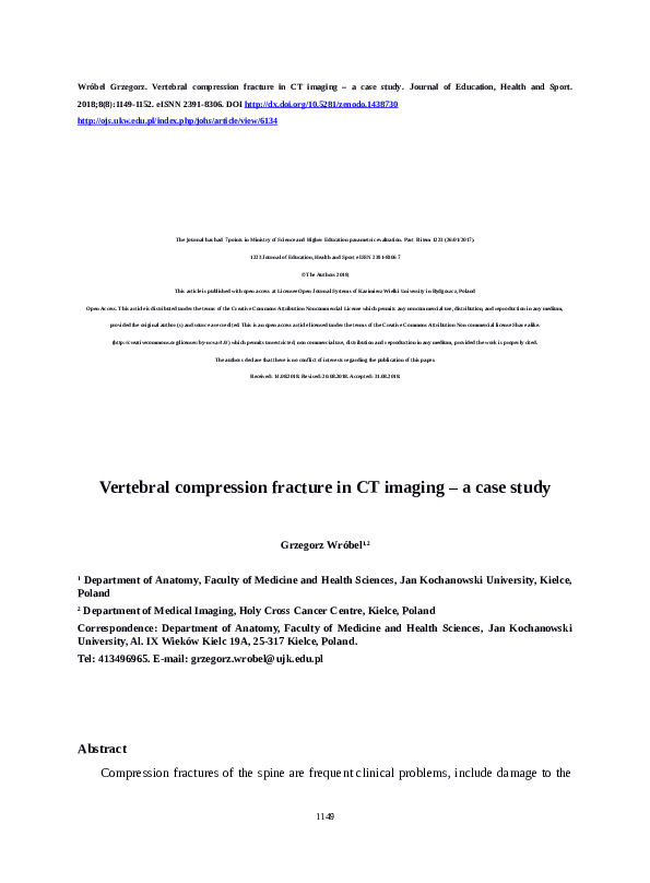 (PDF) Vertebral compression fracture in CT imaging – a case study