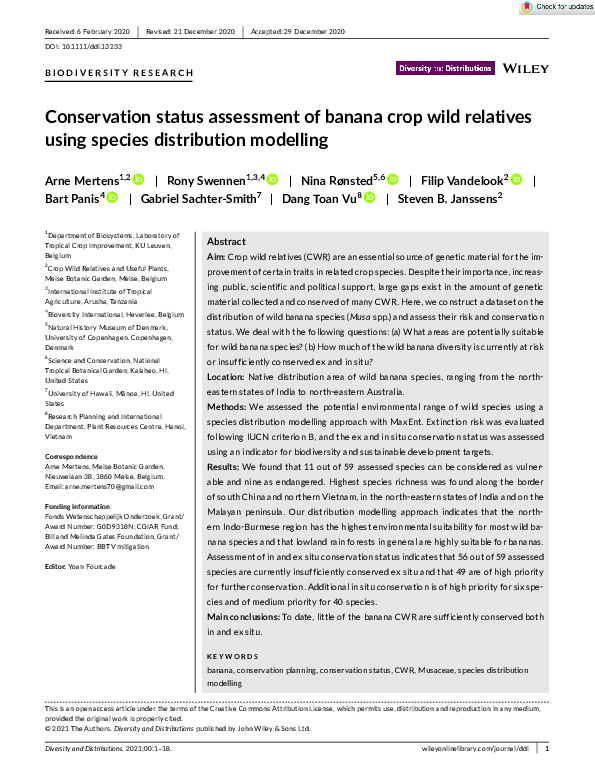(PDF) Conservation status assessment of banana crop wild relatives ...