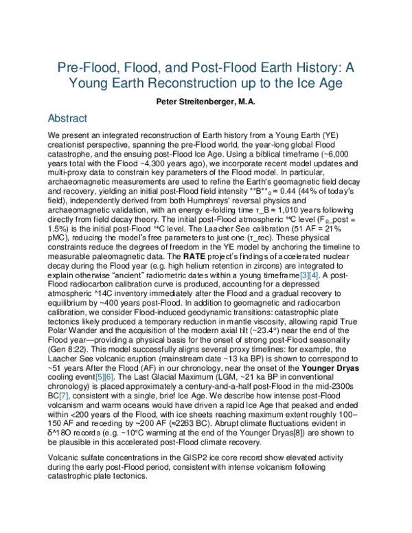 (PDF) Pre-Flood, Flood, and Post-Flood Earth History: A Young Earth ...