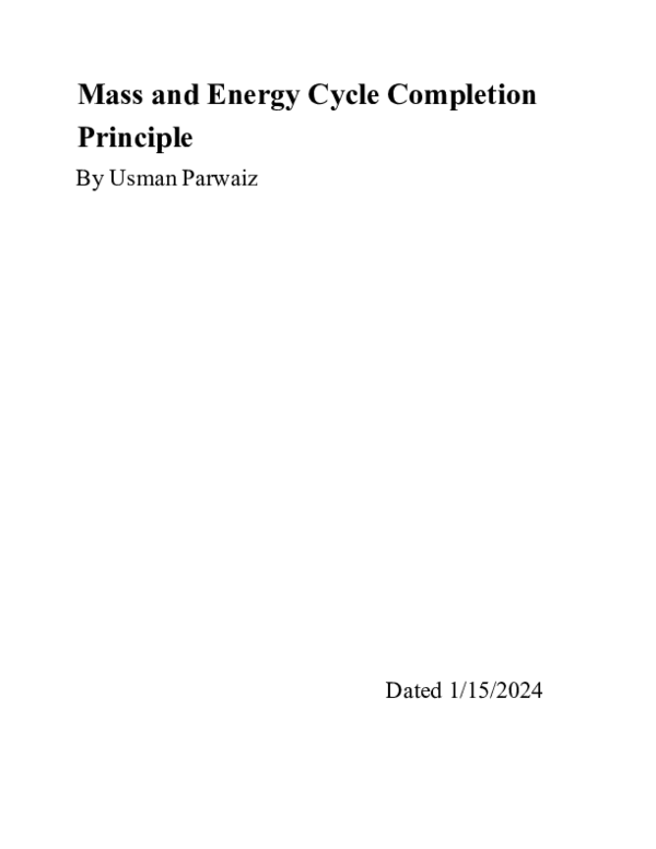 (PDF) Mass and Energy Cycle Completion Principle