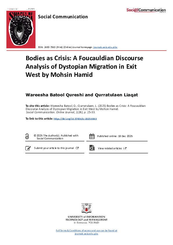 (PDF) Bodies as Crisis: A Foucauldian Discourse Analysis of Dystopian ...
