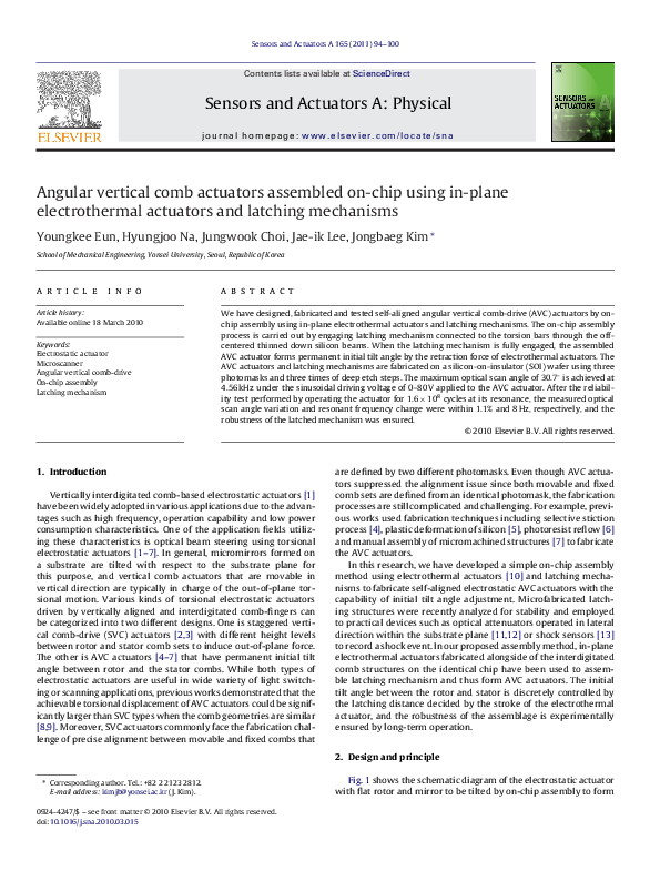 (PDF) Angular vertical comb actuators assembled on-chip using in-plane ...