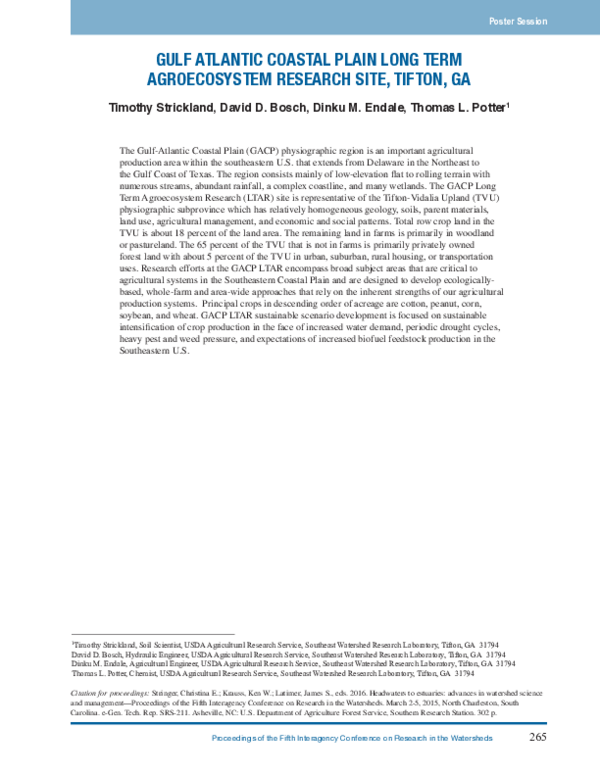 (PDF) Gulf Atlantic Coastal Plain Long Term Agroecosystem Research site ...