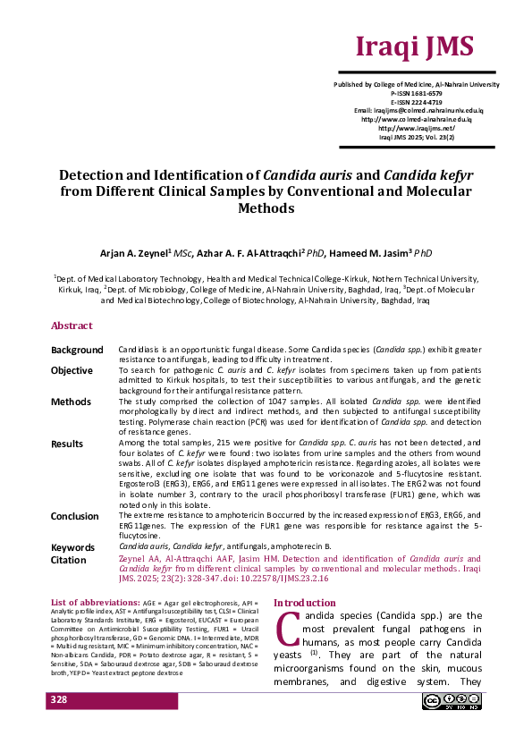 (PDF) Detection and Identification of Candida auris and Candida kefyr ...