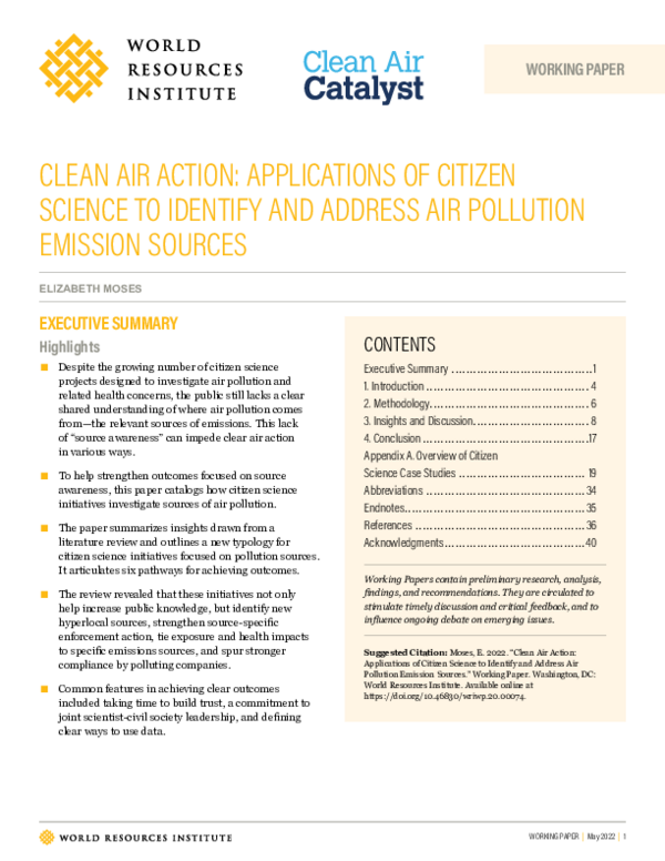 (PDF) Clean Air Action: Applications of Citizen Science to Identify and ...
