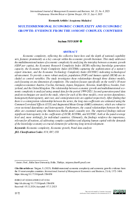 (PDF) Multidimensional Economic Complexity and Economic Growth ...