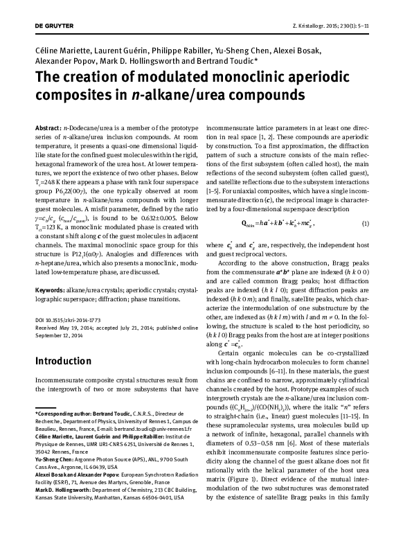 (PDF) The creation of modulated monoclinic aperiodic composites in n ...