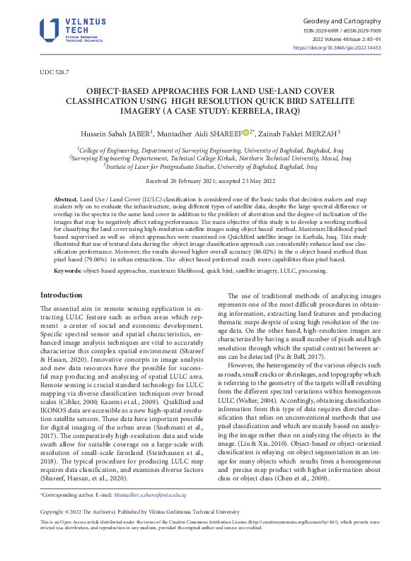 (PDF) Object-Based Approaches for Land Use-Land Cover Classification ...