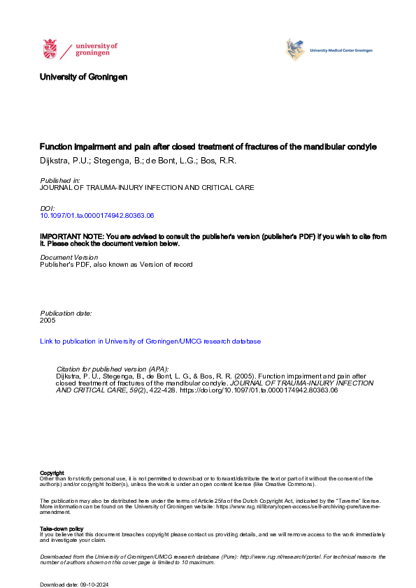 (PDF) Function Impairment and Pain After Closed Treatment of Fractures ...