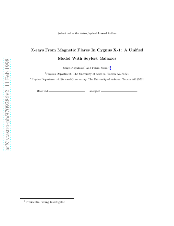 (PDF) X-rays From Magnetic Flares In Cygnus X-1: A Unified Model With ...