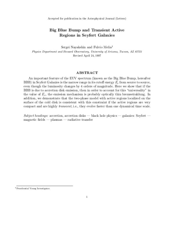 (PDF) Big Blue Bump and Transient Active Regions in Seyfert Galaxies