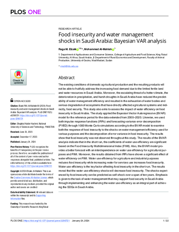 (PDF) Food insecurity and water management shocks in Saudi Arabia ...