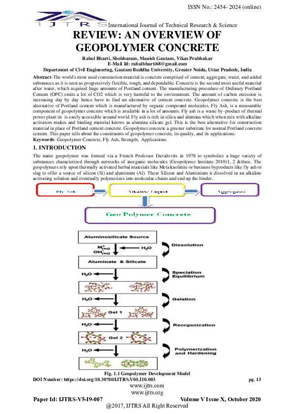 (PDF) Review: An Overview of Geopolymer Concrete