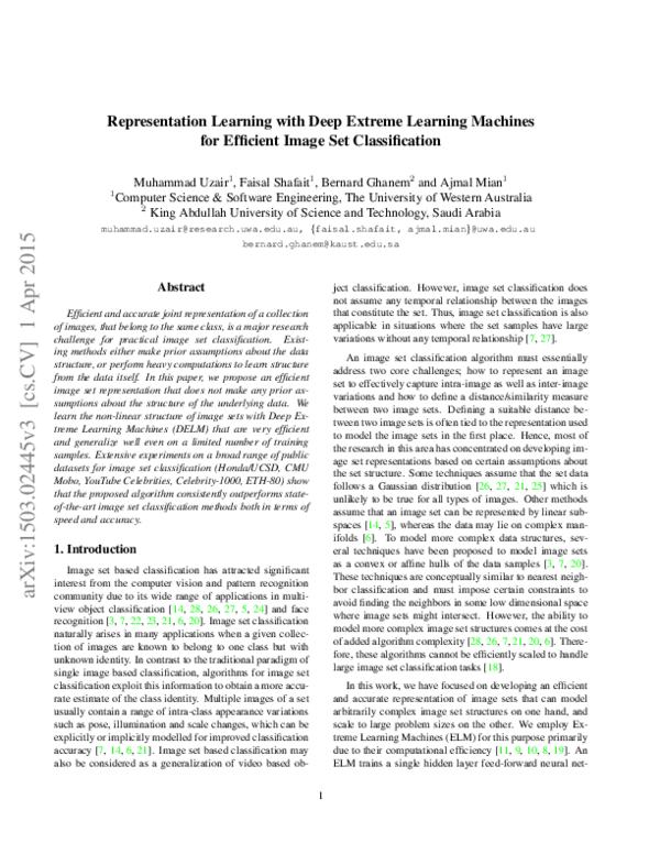 (PDF) Representation learning with deep extreme learning machines for ...