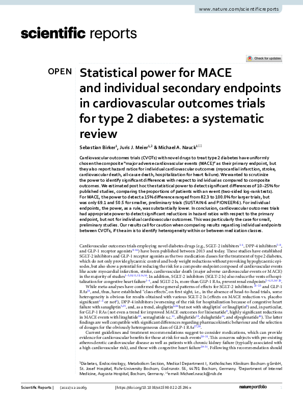 (PDF) Statistical power for MACE and individual secondary endpoints in ...