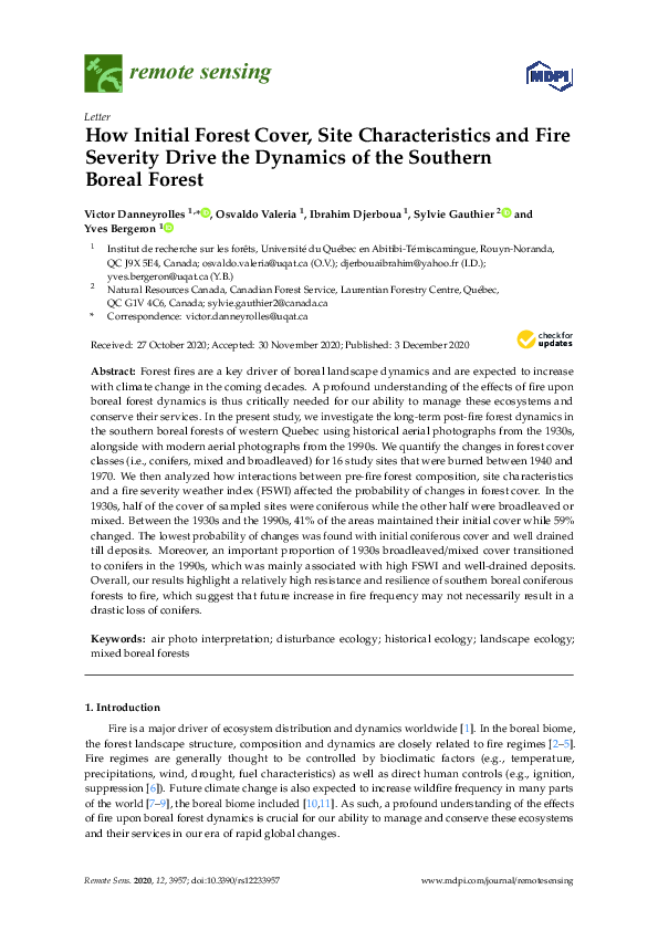 (PDF) How Initial Forest Cover, Site Characteristics and Fire Severity ...
