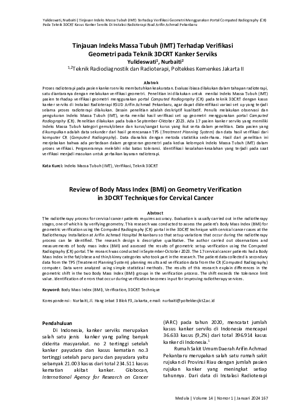 (PDF) Tinjauan Indeks Massa Tubuh (IMT) Terhadap Verifikasi Geometri ...