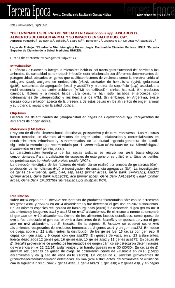 (PDF) Determinantes de patogenicidad en Enterococcus spp. aislados de ...