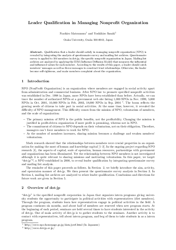 (PDF) Leader Qualification in Managing Nonprofit Organization