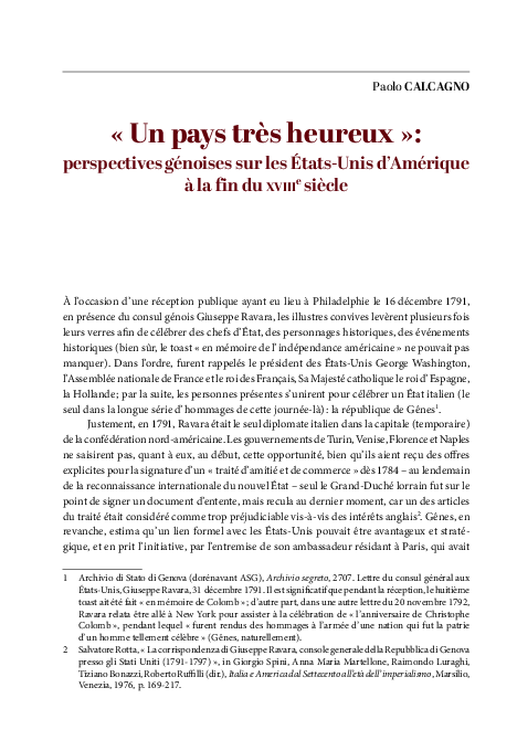 (PDF) Un pays très heureux. ». Perspectives génoises sur les États-Unis ...