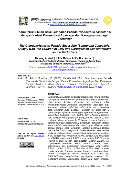 (PDF) Karakteristik Mutu Selai Lembaran Pedada (Sonneratia caseoloris ...