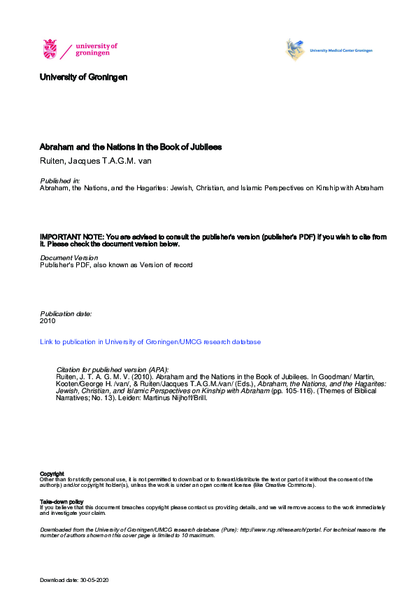 (PDF) Abraham, the Nations and the Hagarites. Jewish, Christian, and ...